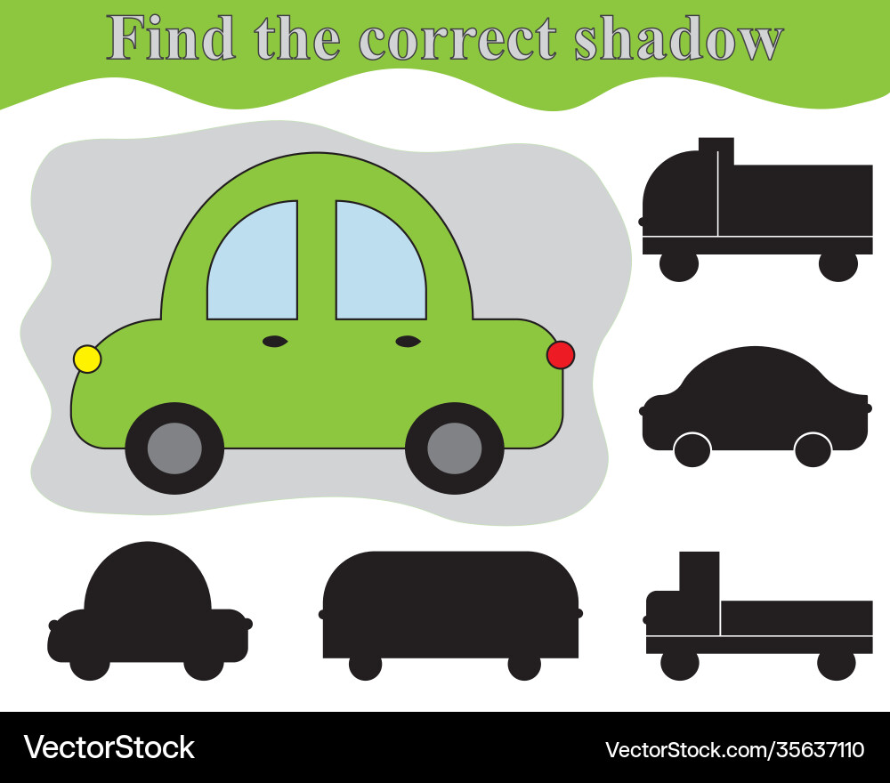 Find right shadow car shadow matching kids Vector Image