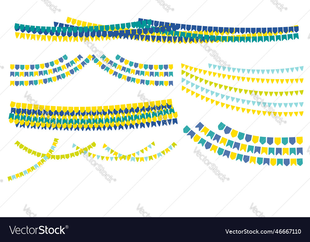 Flags bunting festive decorations garlands set Vector Image