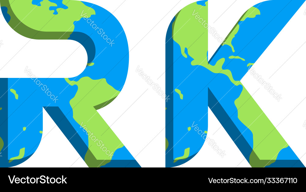 Initial rk logo design with world map style Vector Image