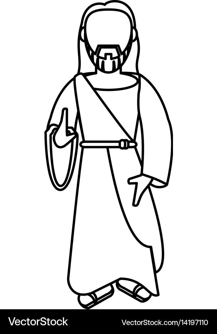 Jesus christ christianity outline Royalty Free Vector Image