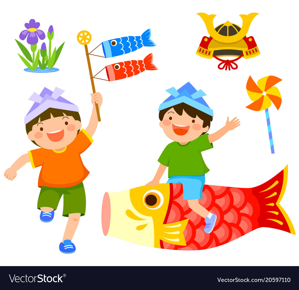 Kodomo no hi childrens day set Royalty Free Vector Image