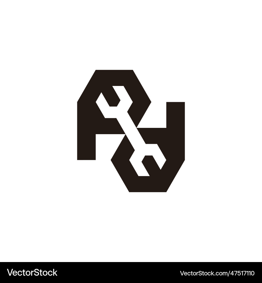 Letter pd wrench simple geometric logo Royalty Free Vector