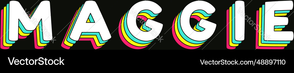Maggie - retro rainbow typography faded style Vector Image