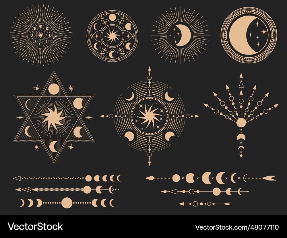 Mystic magic symbols of set Royalty Free Vector Image