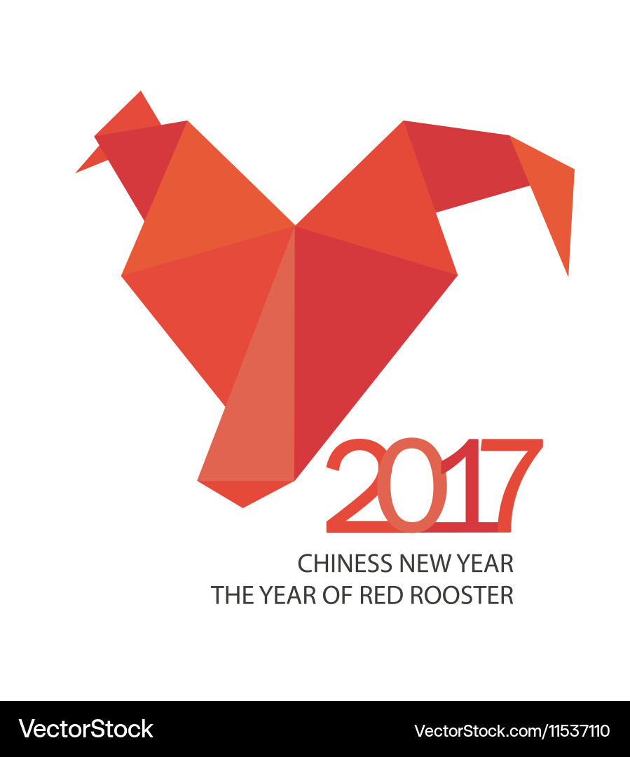 Red fire rooster in origamy style for 2017 Vector Image