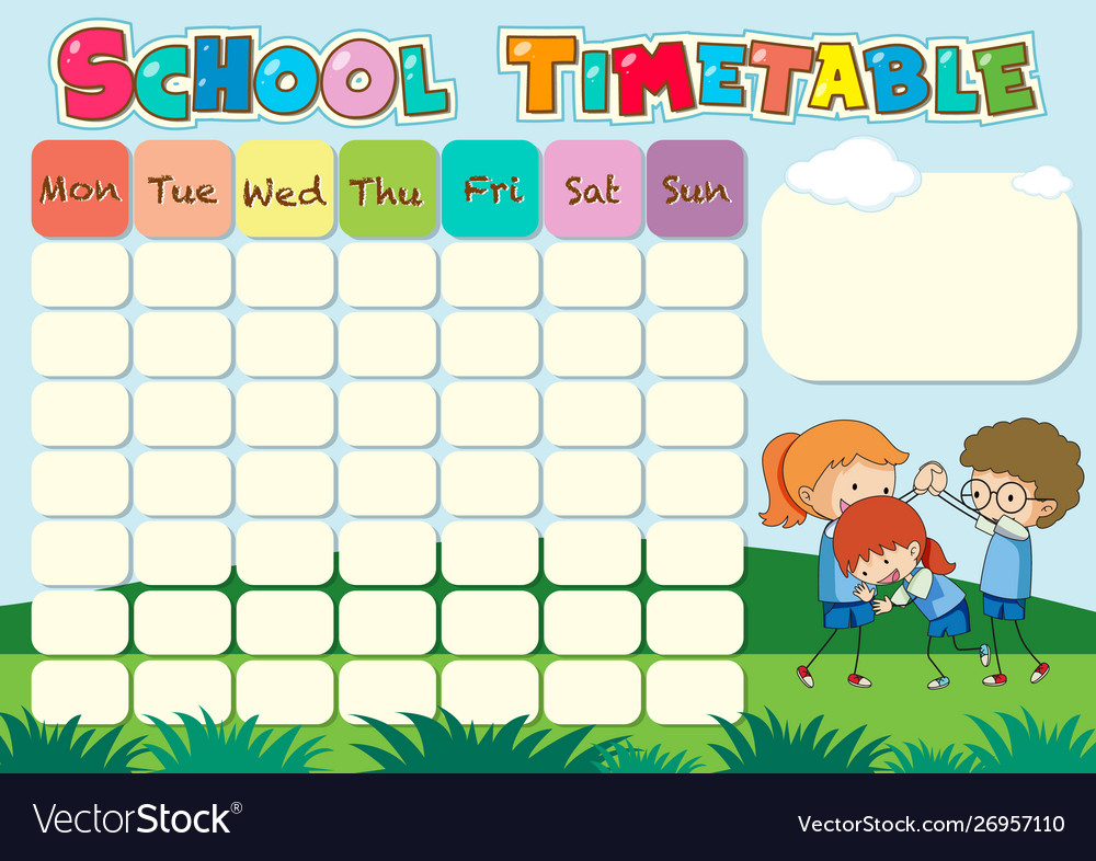 Monday To Sunday Timetable Template PDF Template