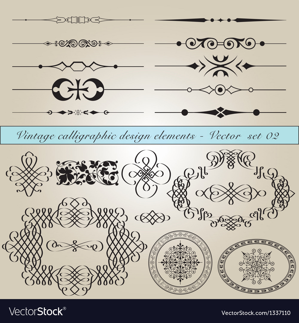Vintage calligraphic design elements Royalty Free Vector Vintage calligraphic design elements Royalty Free Vector