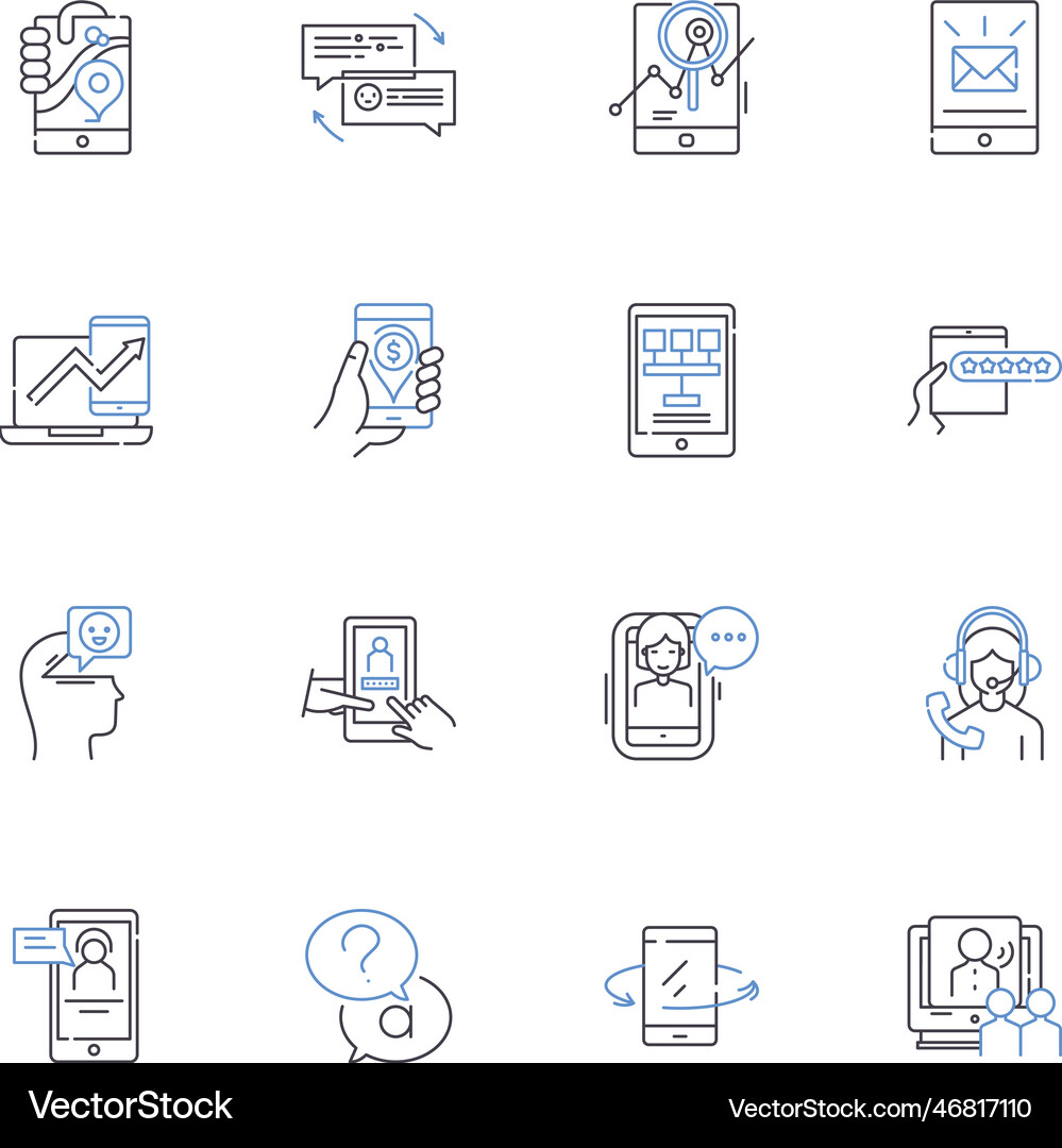 Wearable technology line icons collection Vector Image