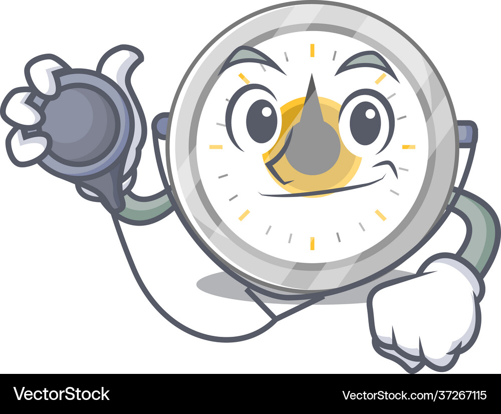 A dedicated old kitchen timer doctor caricature Vector Image