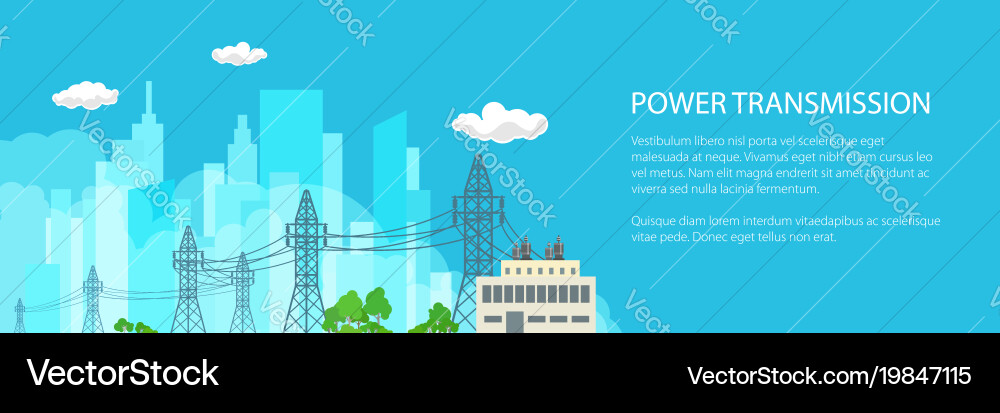 Banner high voltage power lines Royalty Free Vector Image