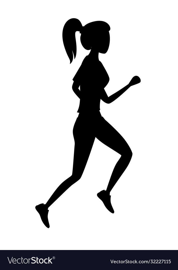 Black silhouette women running in sports wear Vector Image