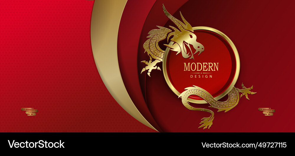 Chinese new year design with round frame Vector Image