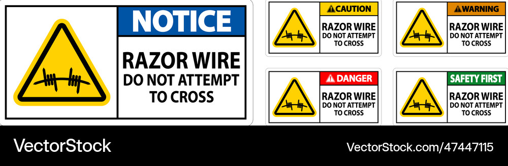 Danger razor wire sign razor wire do not attempt Vector Image
