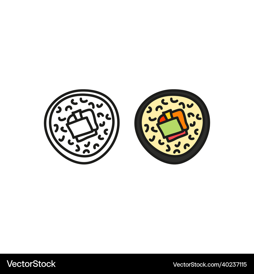 Doodle colored and outline maki sushi Royalty Free Vector