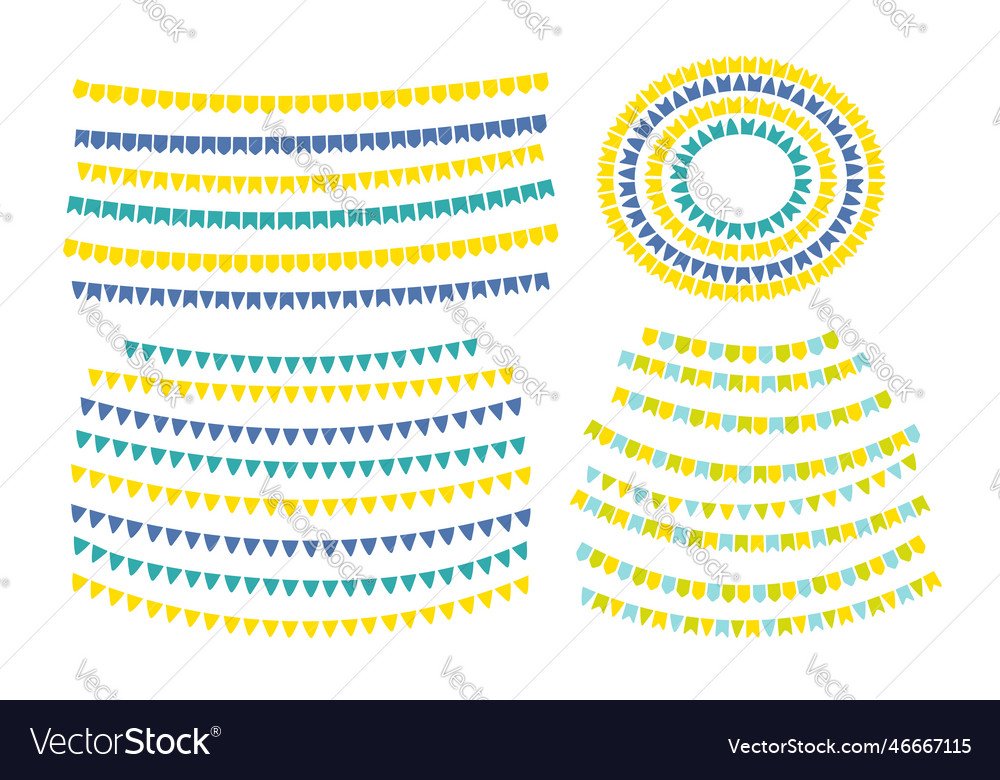Flags bunting festive decorations garlands set Vector Image