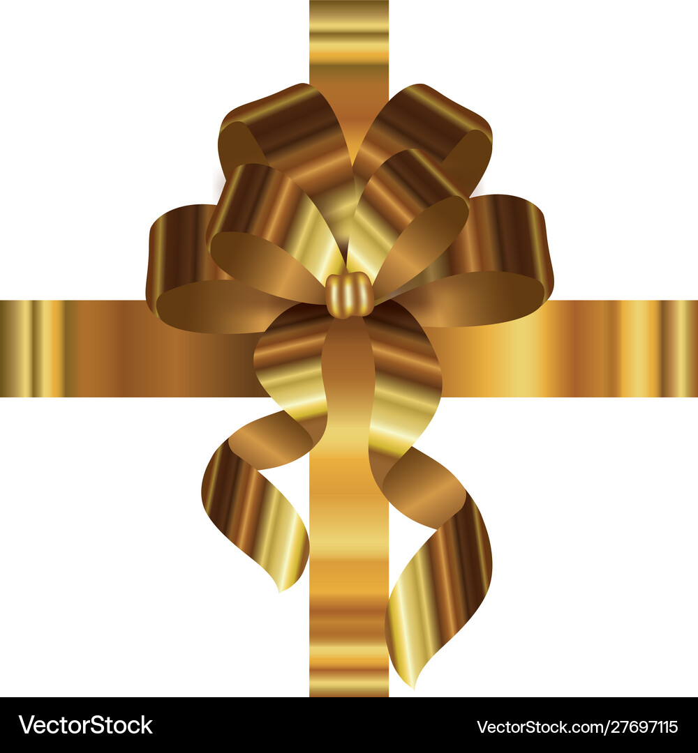Golden bow ribbon decorative icon Royalty Free Vector Image