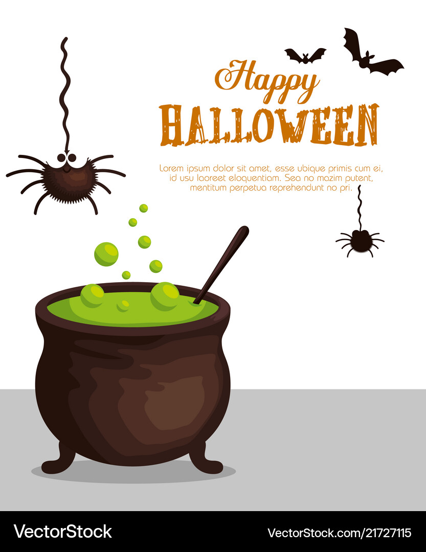 Halloween card with cauldron Royalty Free Vector Image