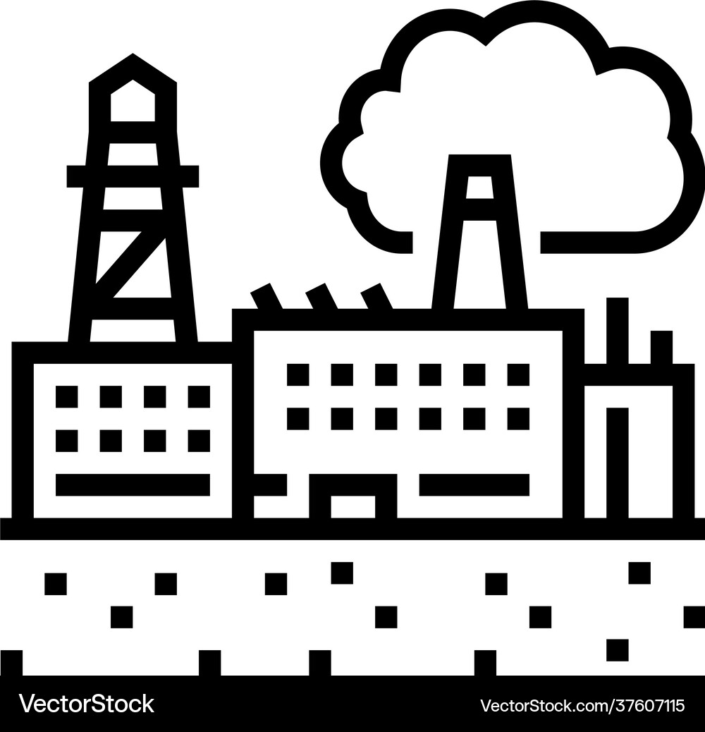 Industrial zone land line icon Royalty Free Vector Image
