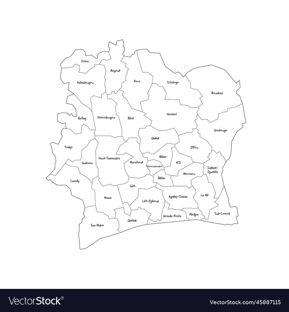 Ivory coast political map of administrative Vector Image