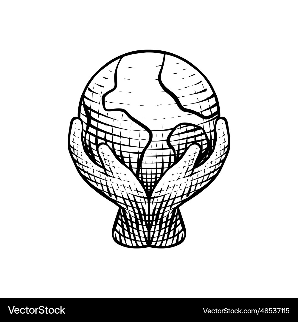 Save the earth hand drawn Royalty Free Vector Image