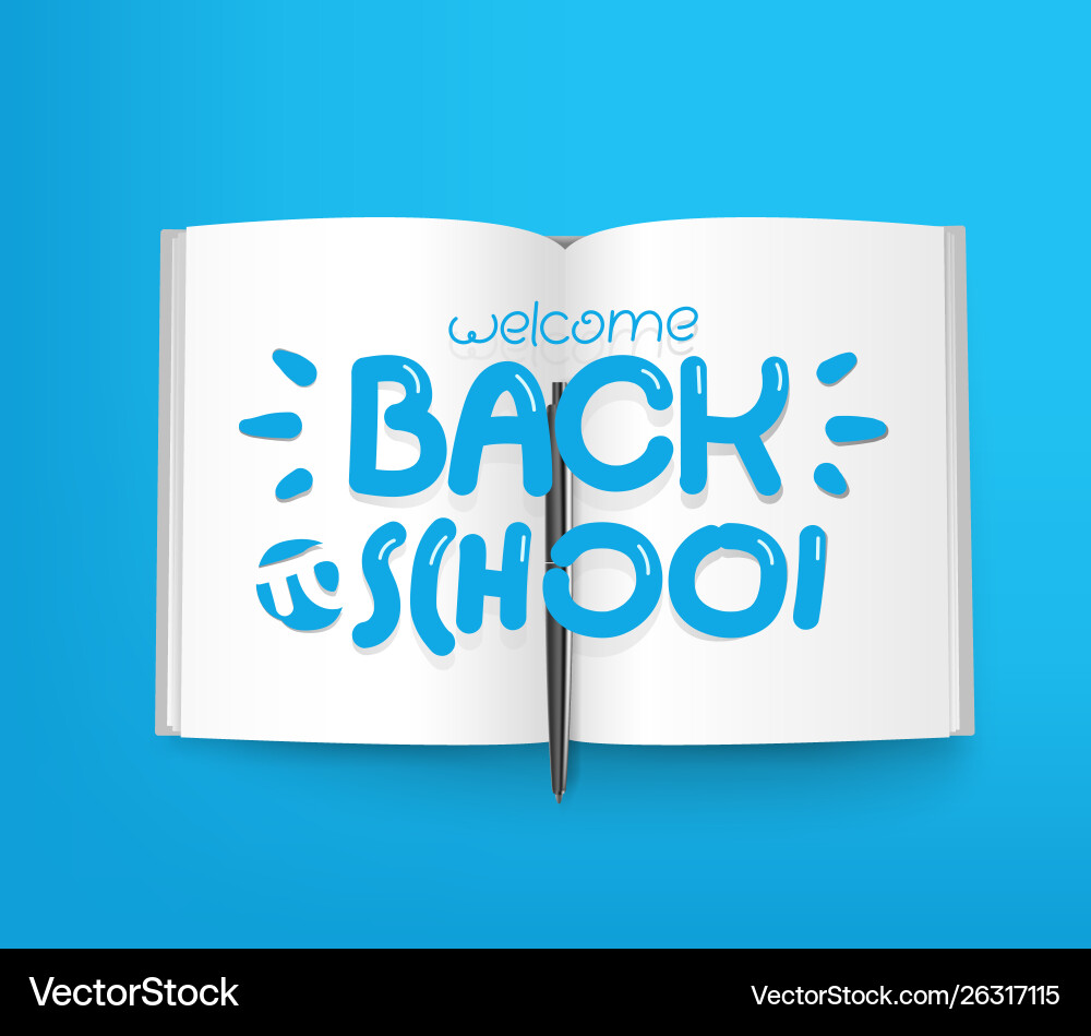 Welcome back to school paper book with different Vector Image