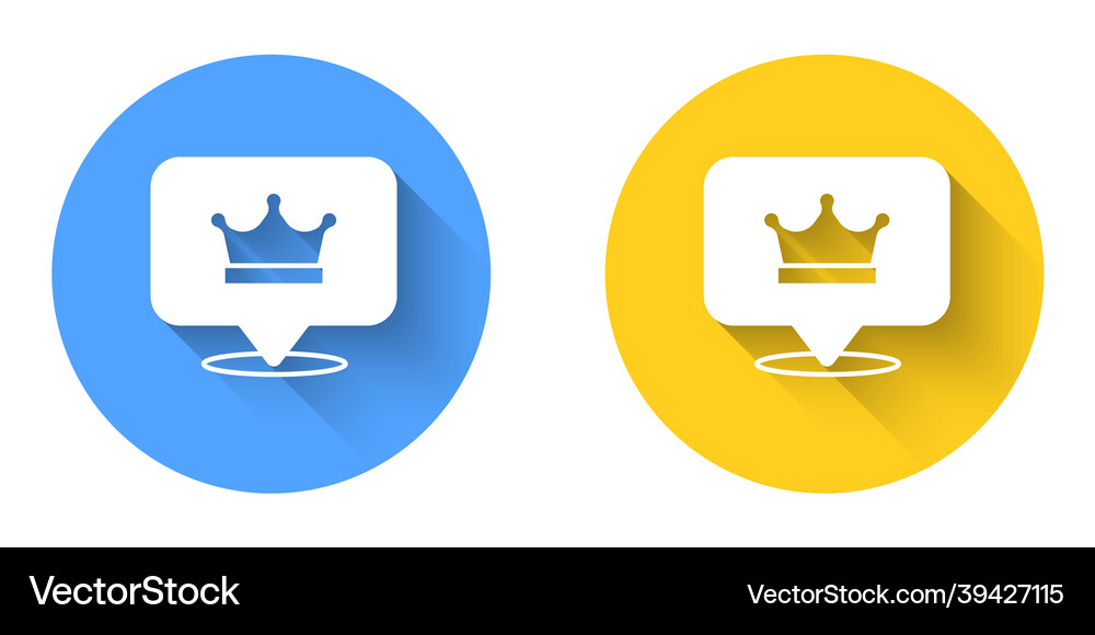 White king crown icon isolated with long shadow Vector Image