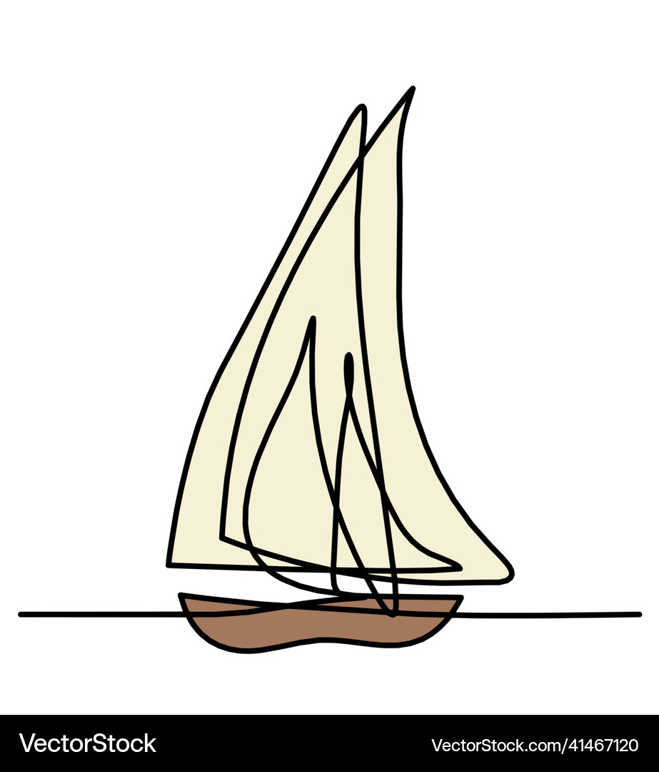 Abstract color boat as line drawing on white Vector Image