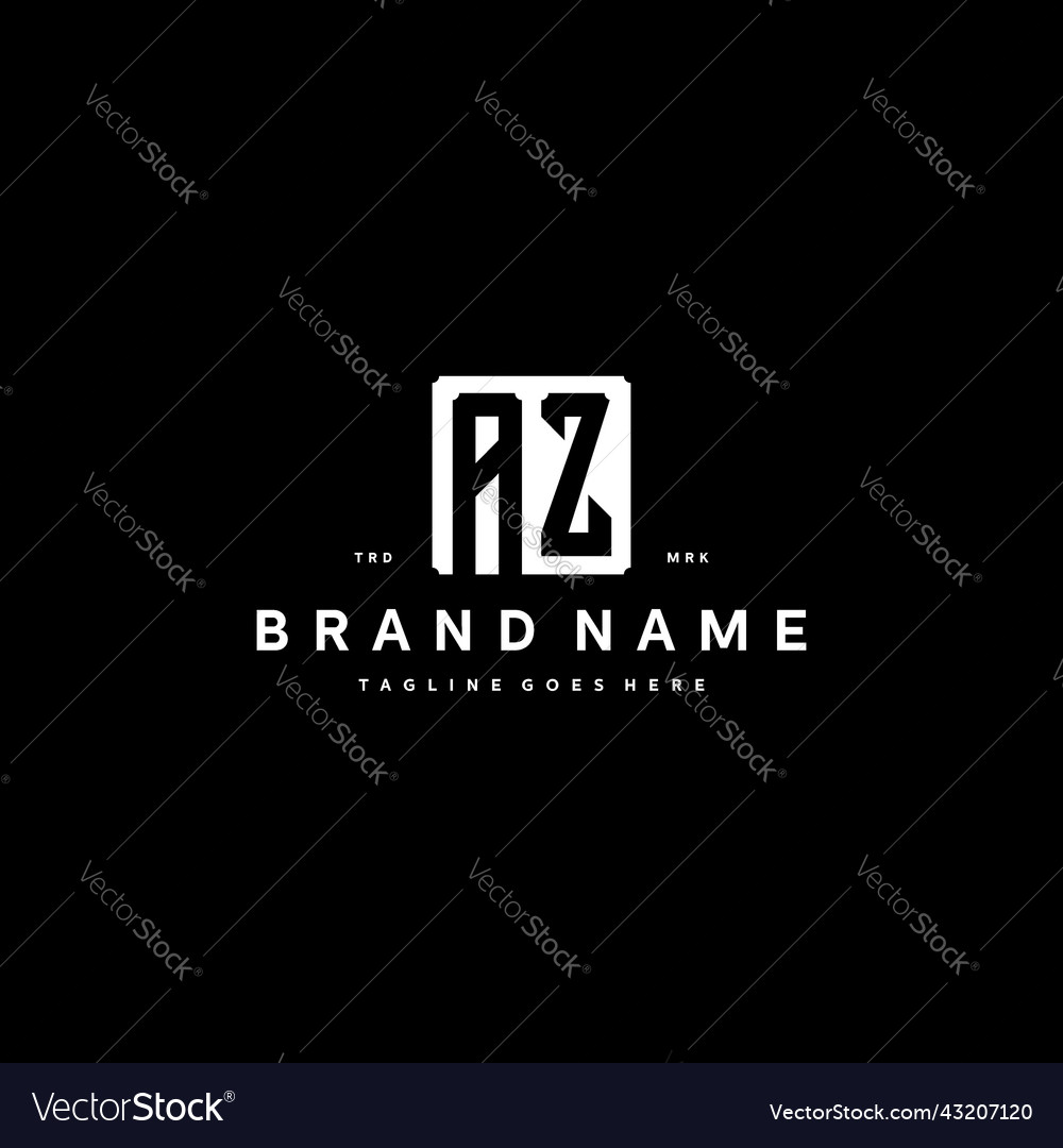 Az monogram logo design with square rectangular Vector Image