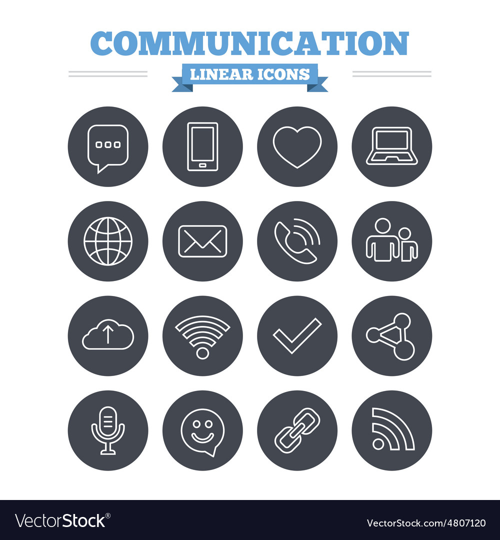 Communication Linear Icons Set Thin Outline Signs Vector Image