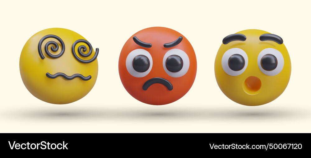 Confused dizzy face red with anger shocked Vector Image