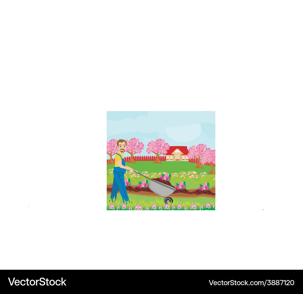 Gardener planting flowers Royalty Free Vector Image