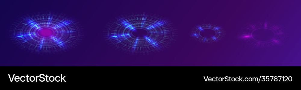 Glowing blue neon ring futuristic digital circle Vector Image