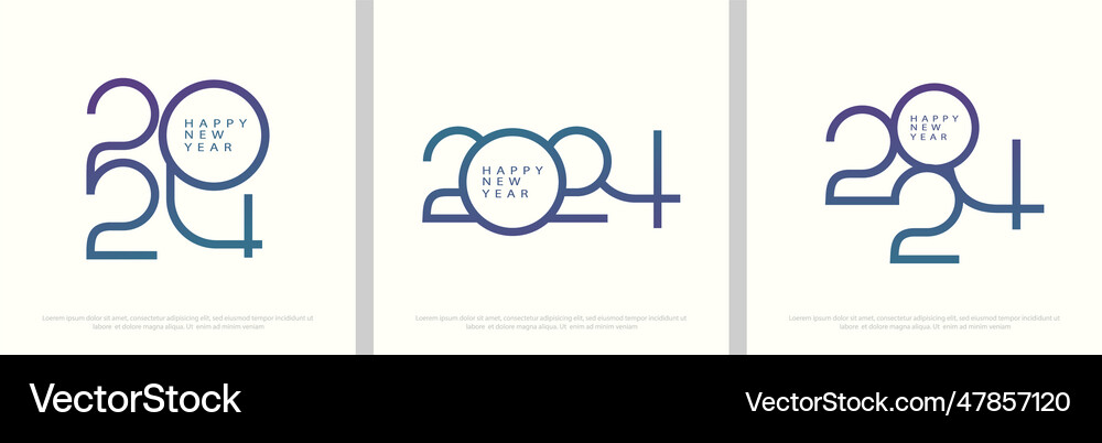 Happy new year 2024 with blue thin numbers Vector Image