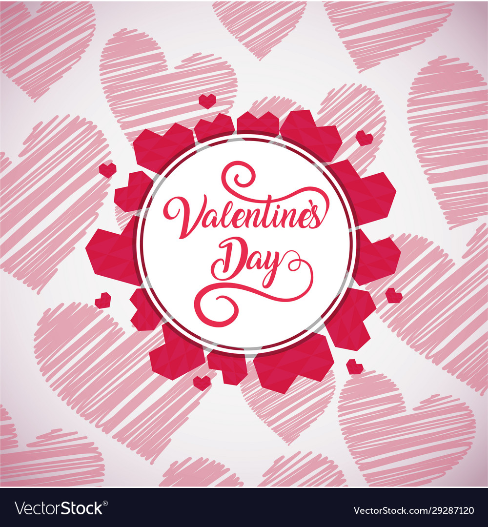 Happy valentines day hearts circle design Vector Image