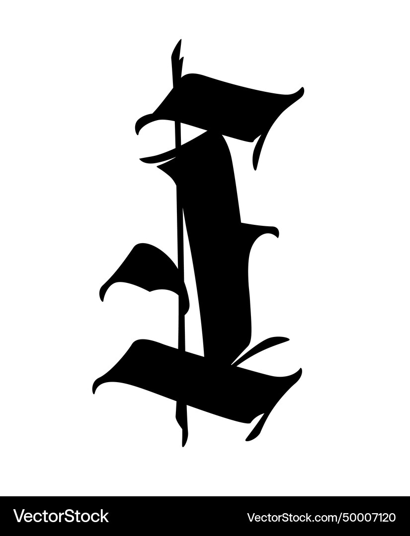 Letter i in the gothic style alphabet Royalty Free Vector