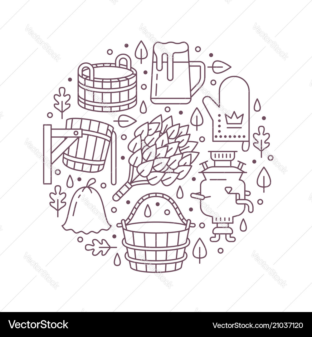 Sauna steam bath room banner Royalty Free Vector Image