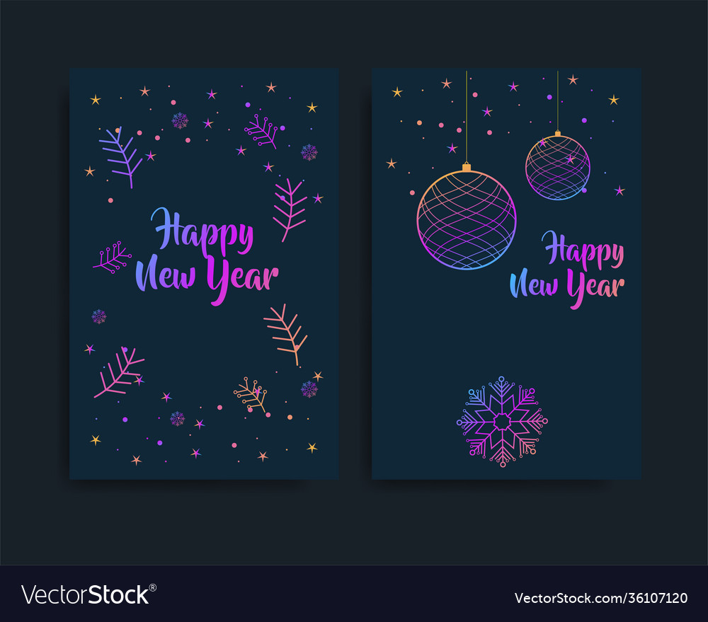 Set card merry christmas and happy new year Vector Image