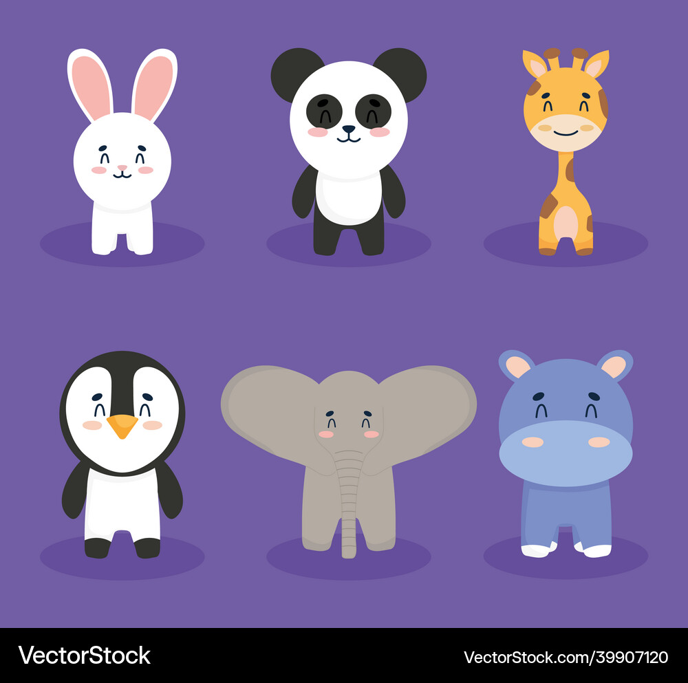 Set of cute animals Royalty Free Vector Image - VectorStock