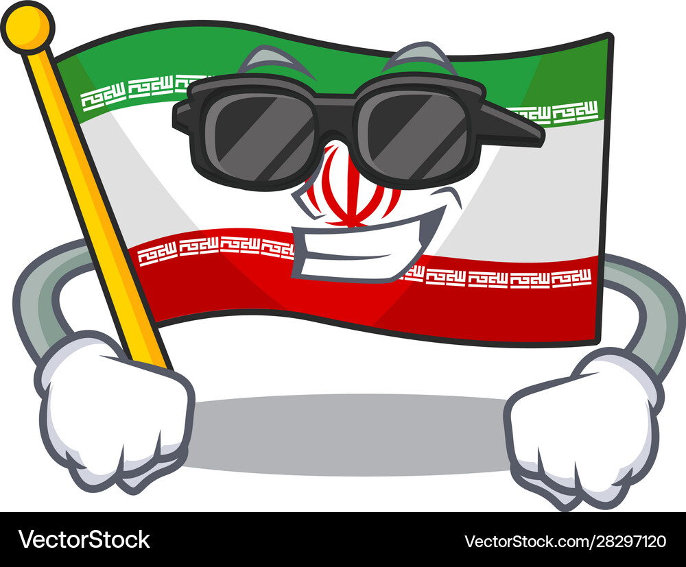 Super cool flag iran character wearing black Vector Image