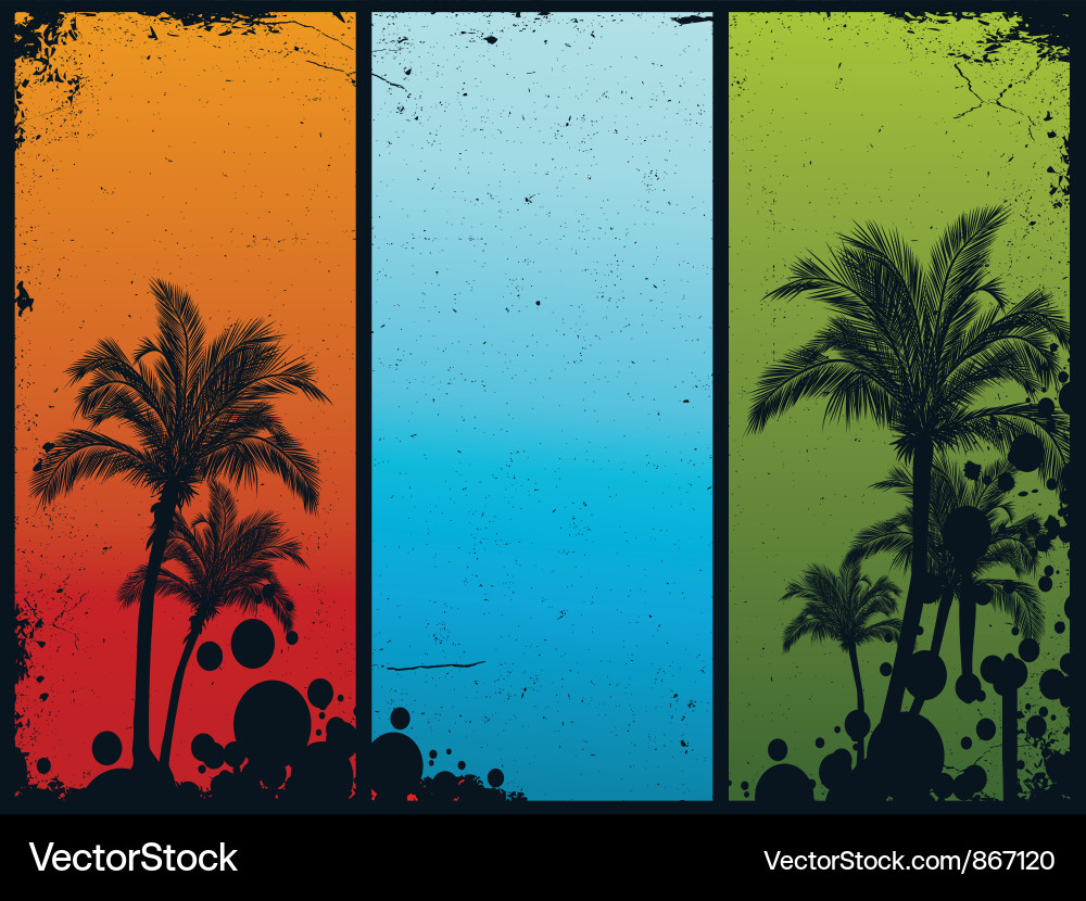 Vintage summer banners with palm trees Royalty Free Vector