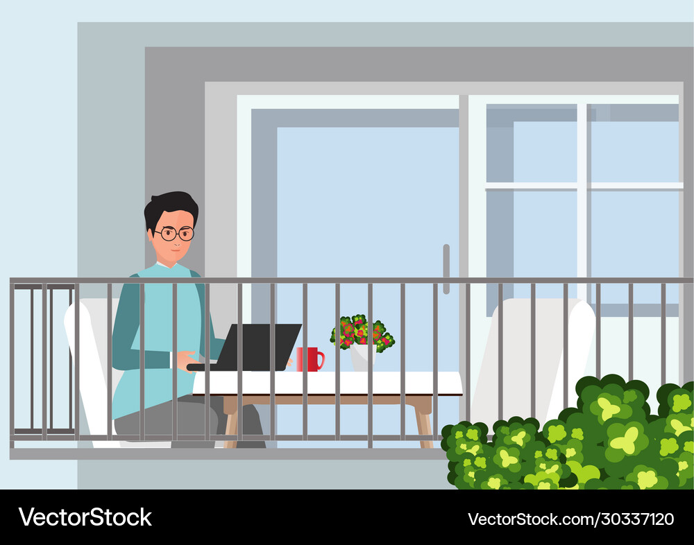 Young professional man working from home at his Vector Image