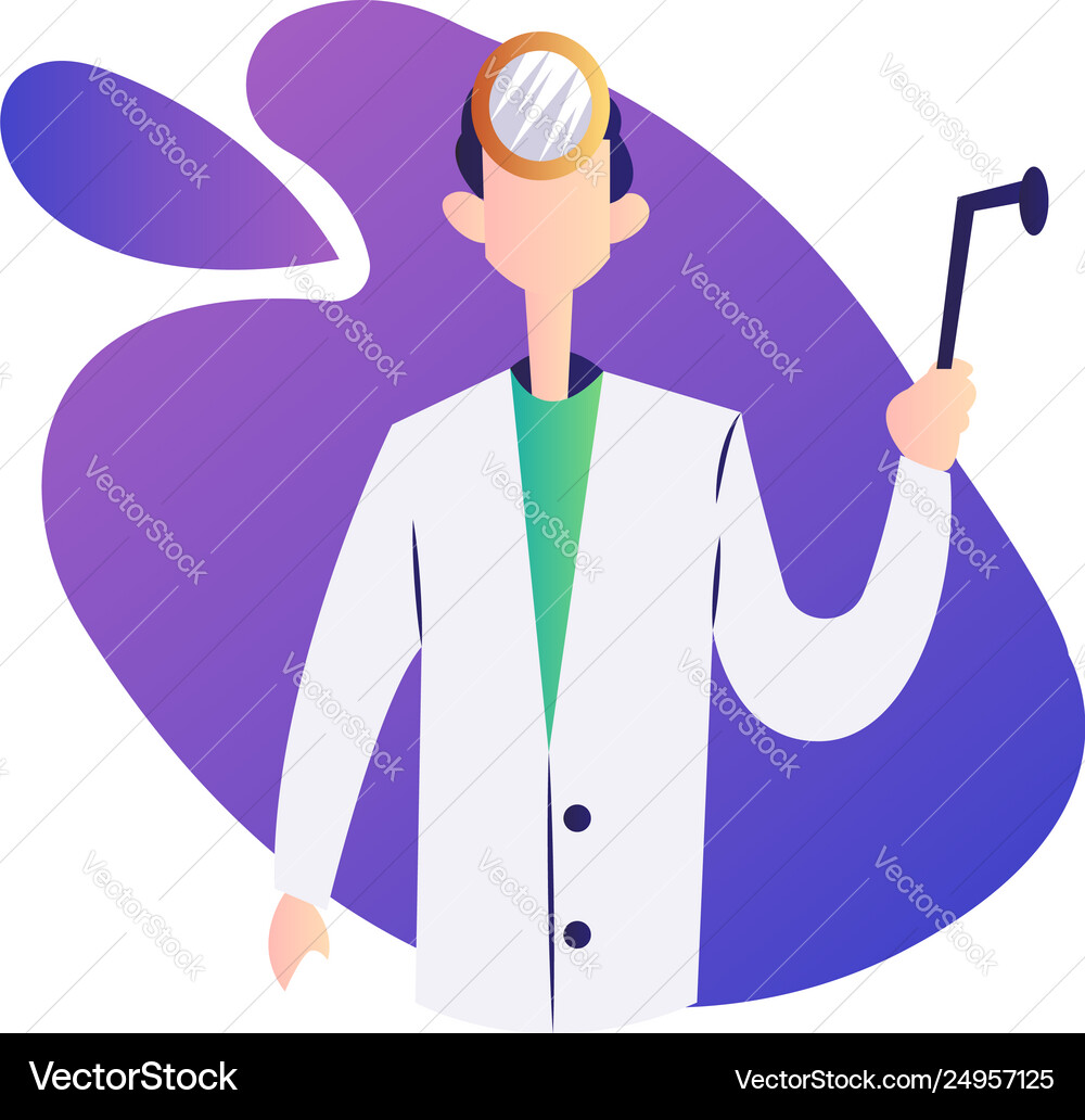 A doctor inside purple bubble on white Royalty Free Vector