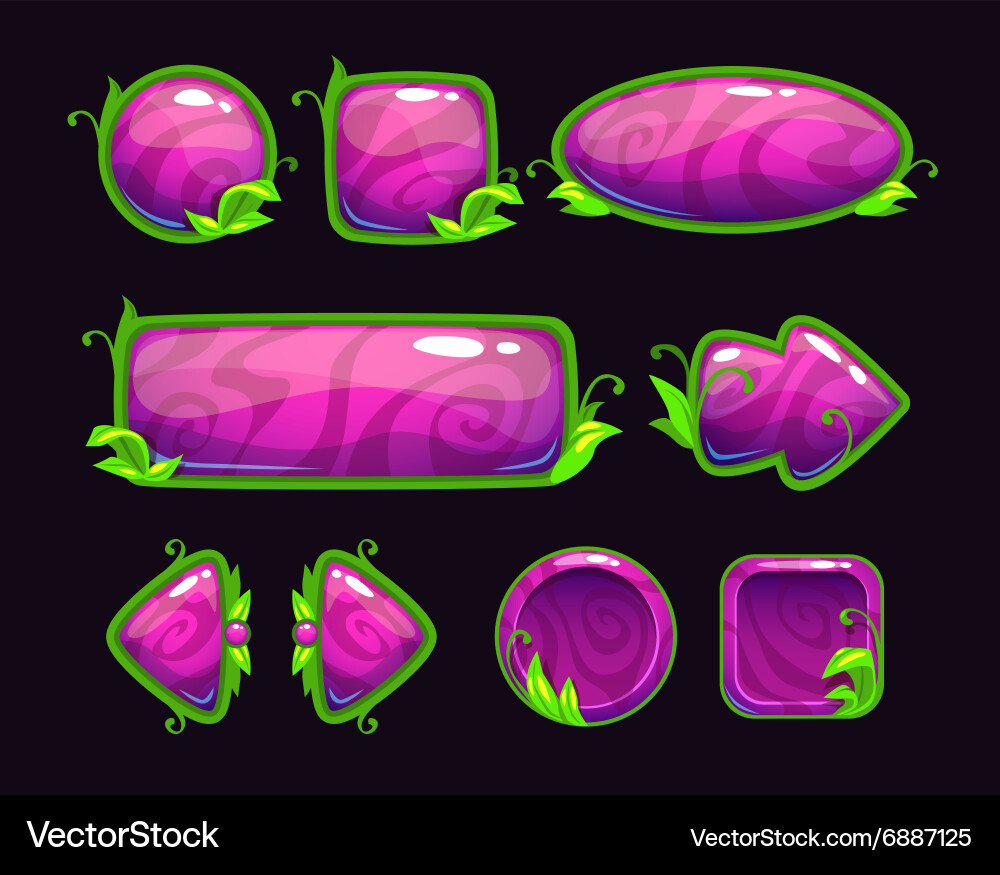Beautiful glossy purple game assets Royalty Free Vector