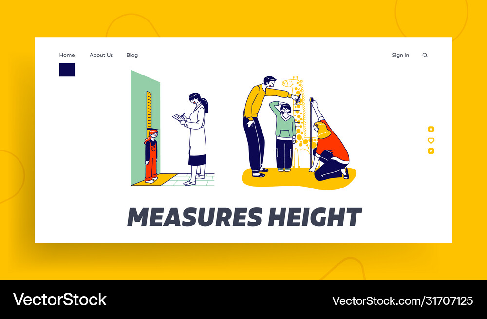 Child height measuring landing page template Vector Image