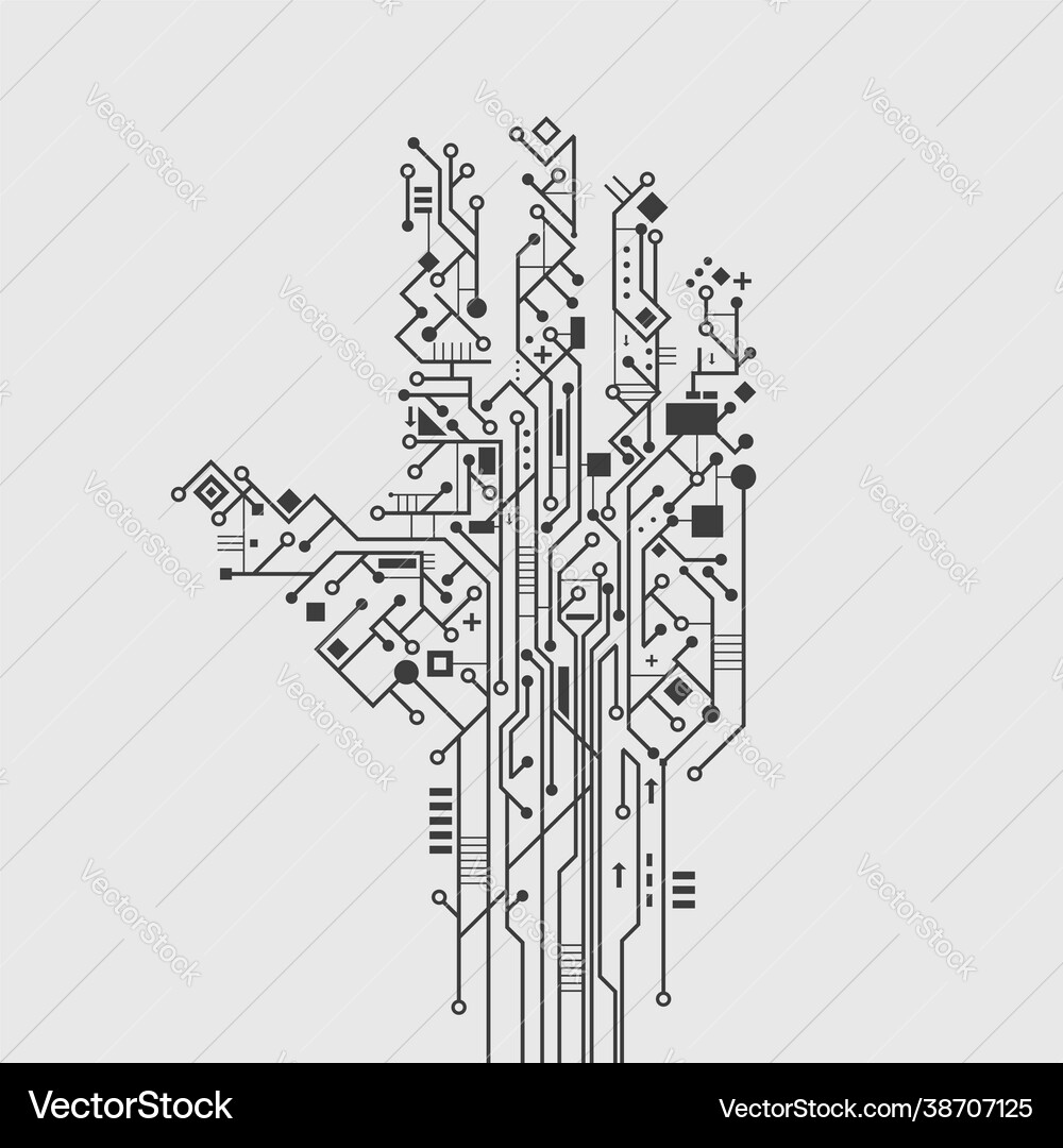 Circuit board hand Royalty Free Vector Image - VectorStock