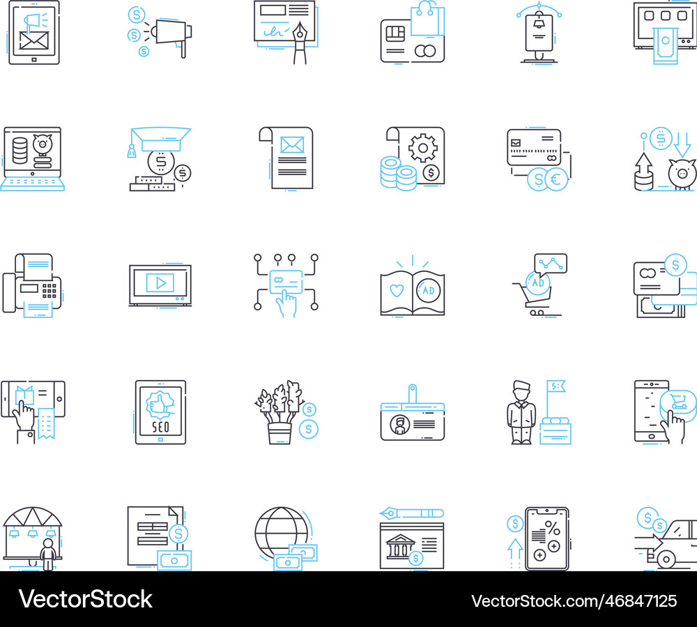 Electronic signature linear icons set Royalty Free Vector