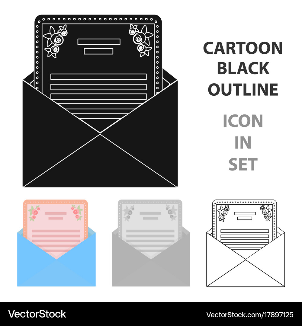 Envelope with invitation card icon in cartoon Vector Image