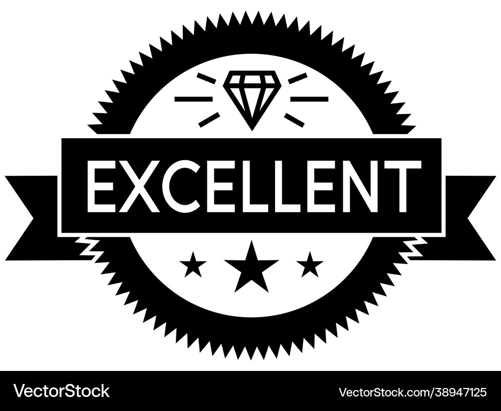 Excellent black sign medal with diamond Royalty Free Vector