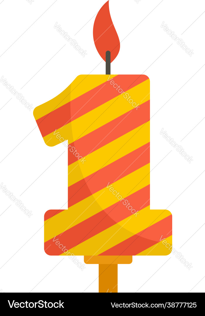First year birthday candle icon flat isolated Vector Image