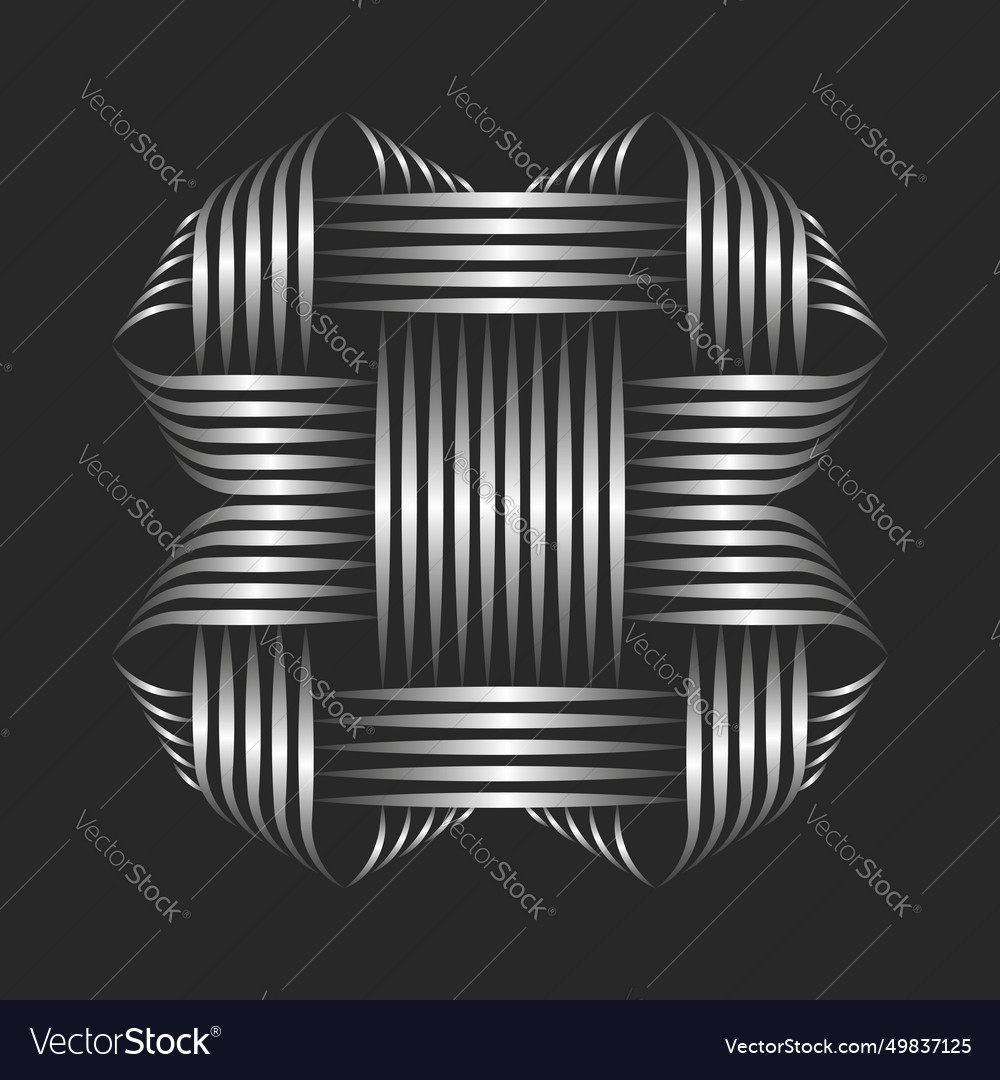 Intertwined pattern logo square shape 3d effect Vector Image